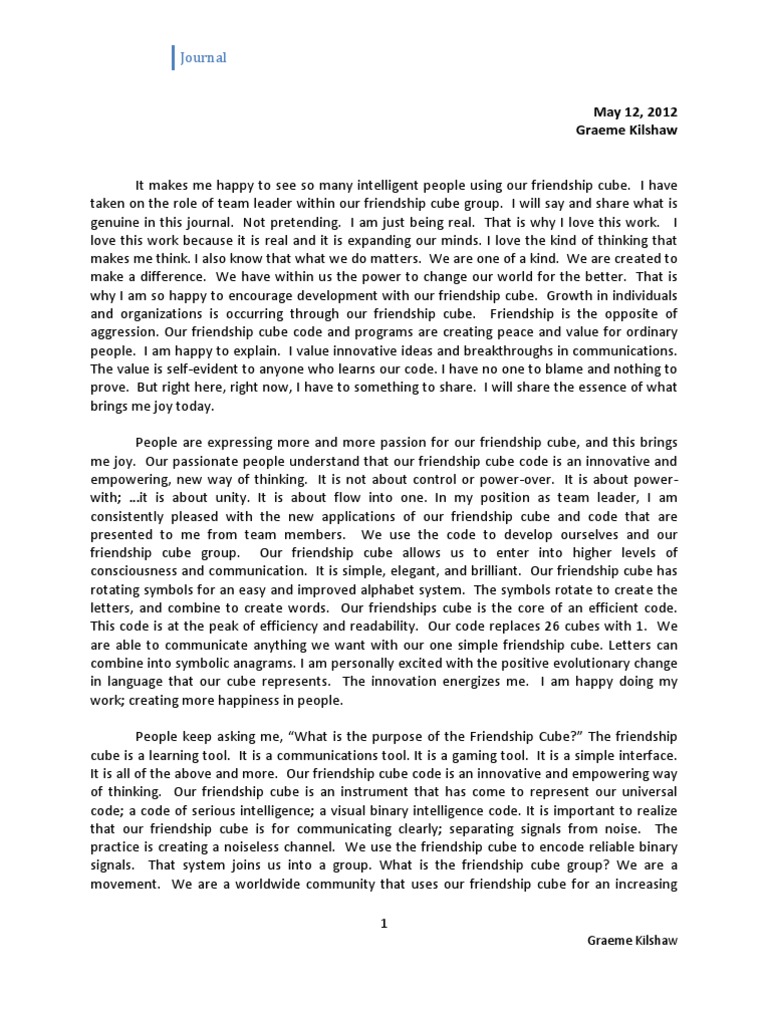 Friendship Cube Journal II | PDF | Friendship | Social Media