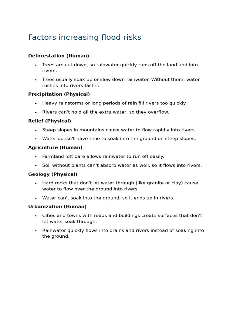 Factors Increasing Flood Risks Explained | PDF | Flood | River