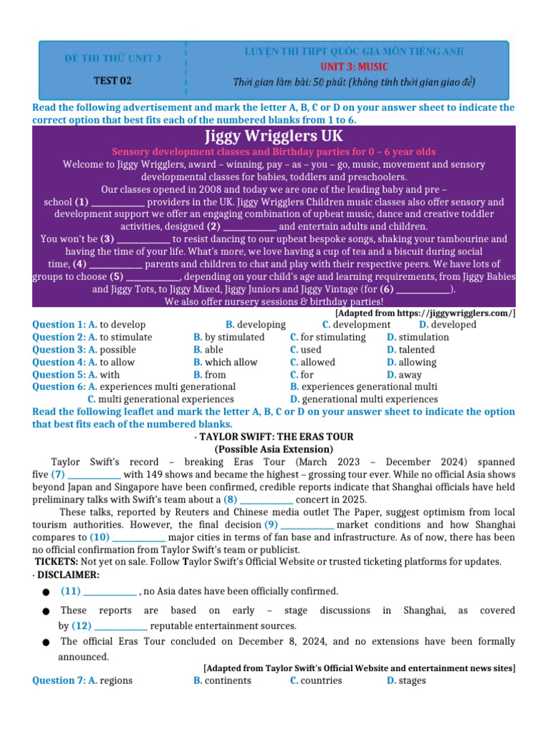 Unit 3 - Test 2 - Hs Grade 10 | PDF | Blues | Composers