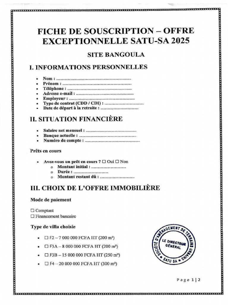 Fiche de Souscription | PDF