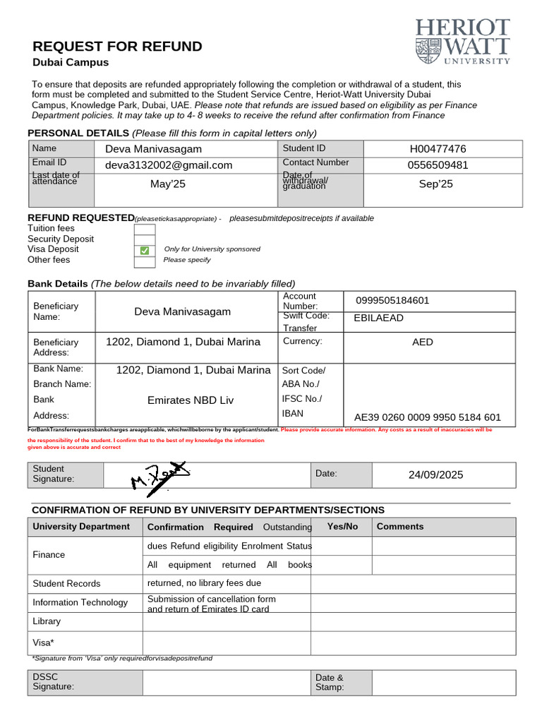 Student Refund Request Form Guide | PDF