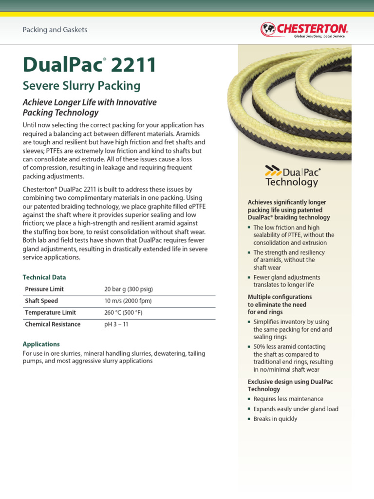 2211 Dualpac Slurry Packing | PDF | Extrusion | Mechanical Engineering
