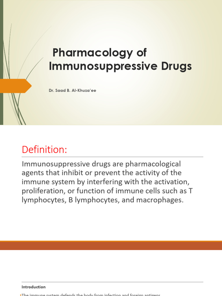 Immunosuppressive Drug Pharmacology | PDF | Immune System | Biochemistry