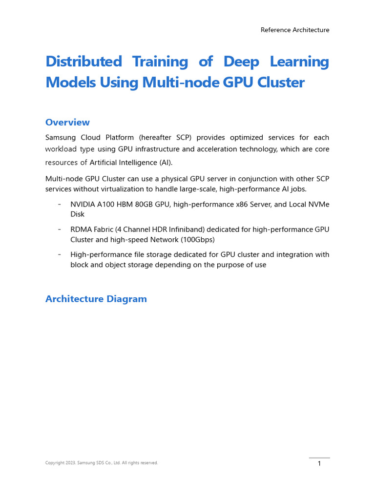 SDS Reference Architecture Distributed Training of Deep Learning Using ...