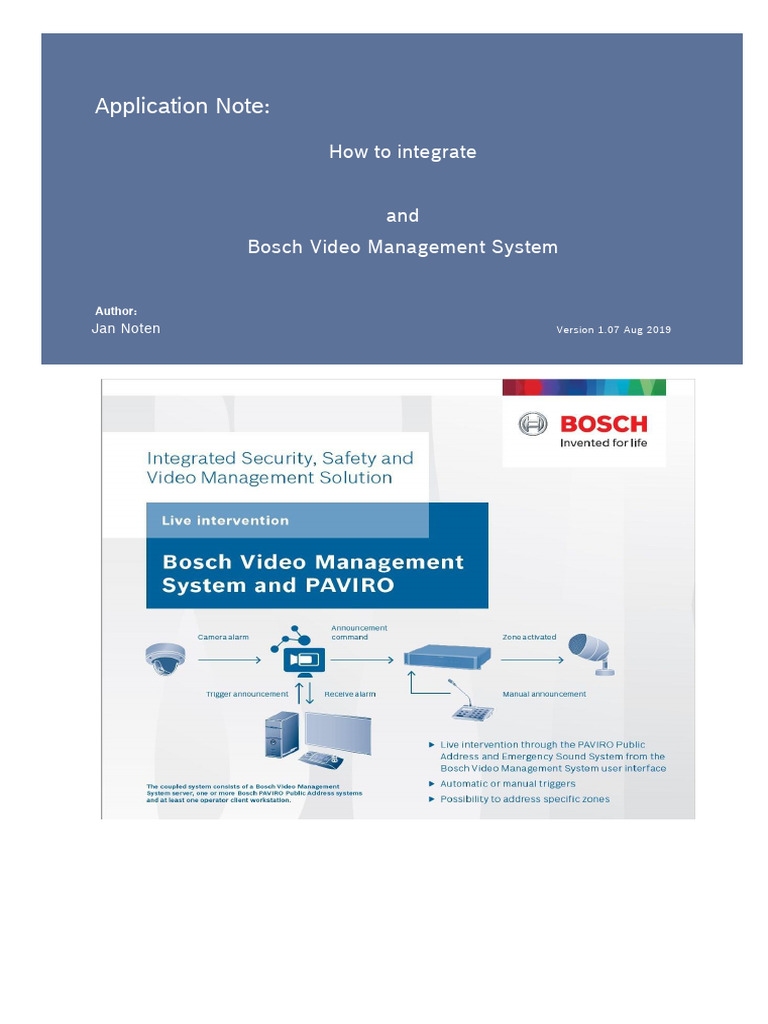 PAVIRO BVMS Integr Application Note enUS 72136733835 | PDF | Server ...