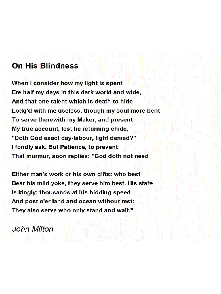 On His Blindness | PDF