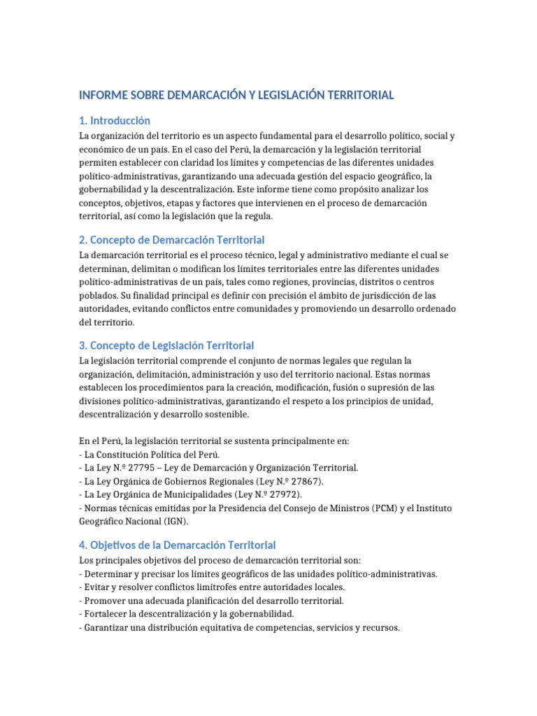 Demarcación y Legislación Territorial en Perú | PDF | División ...