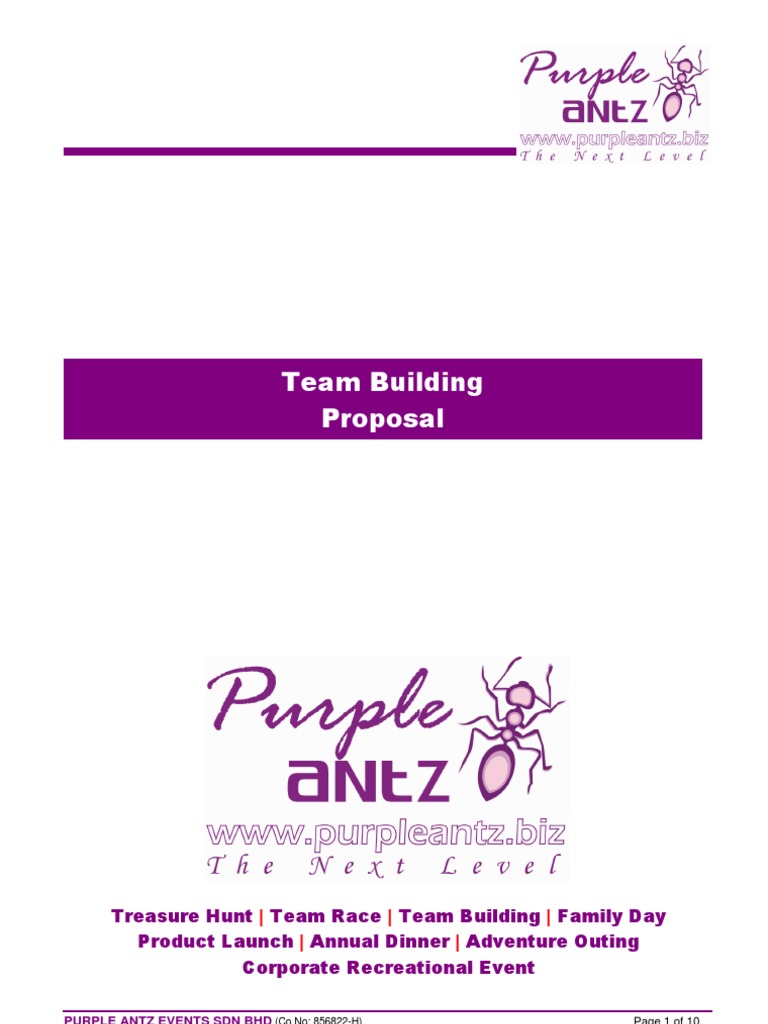 Team Building Proposal - Purple Antz Events v5.3 | PDF | Facilitator ...