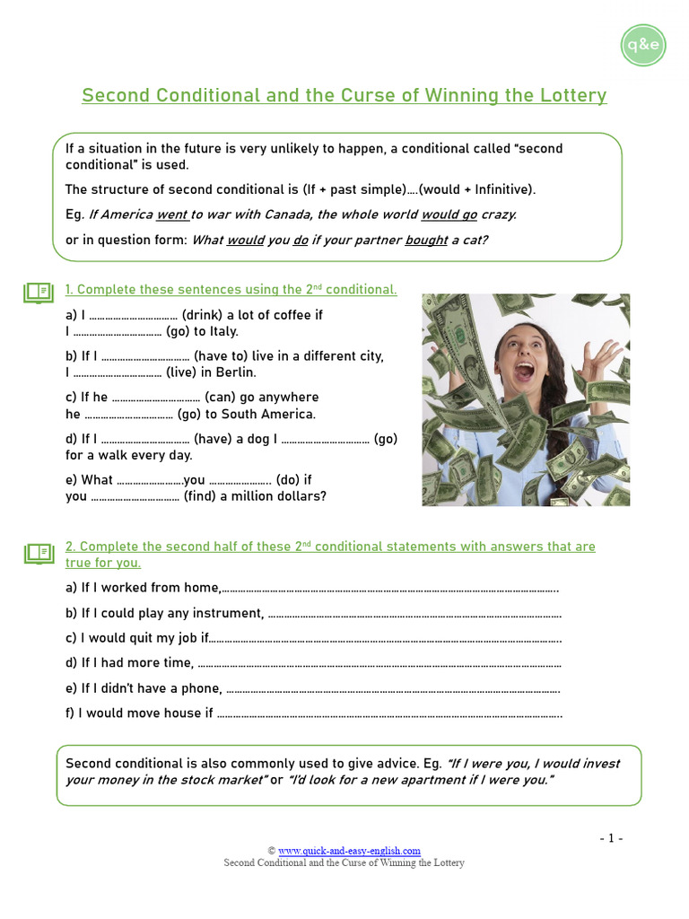 Conditionals 2nd Conditional and The Lottery SV B2 | PDF