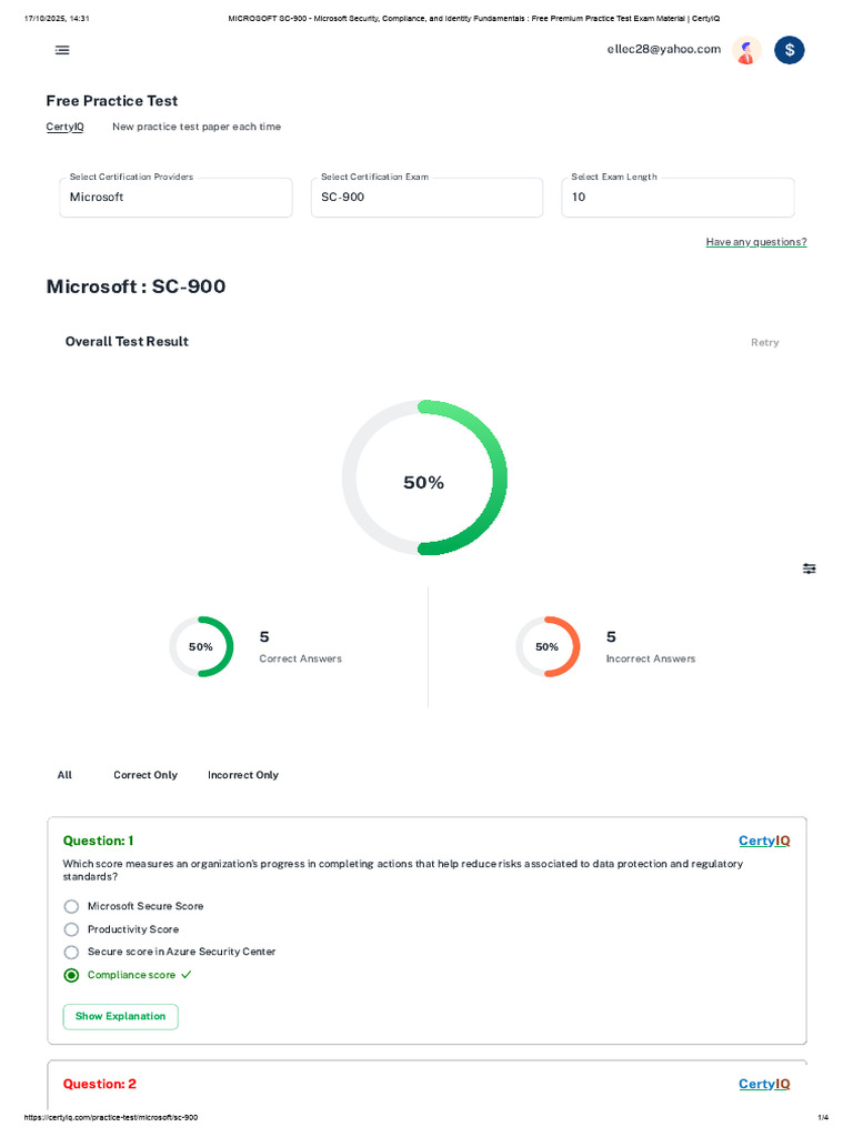 SC-900 Free Practice Test Material | PDF | Microsoft Azure | Security