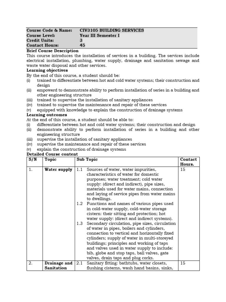 Civ3105 Course Outline[1] | PDF | Electric Power Transmission ...