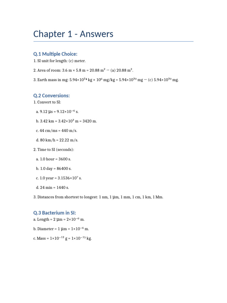 Chapter 1 Answers | PDF