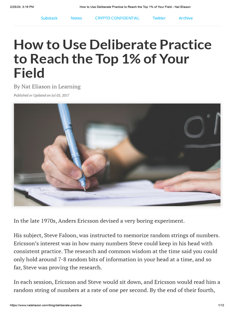 How To Use Deliberate Practice To Reach The Top 1% of Your Field - Nat ...