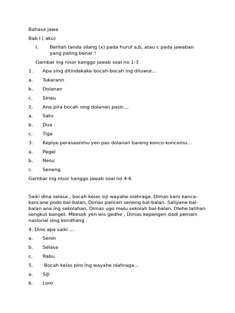 Kelas 1 Bahasa Jawa | PDF