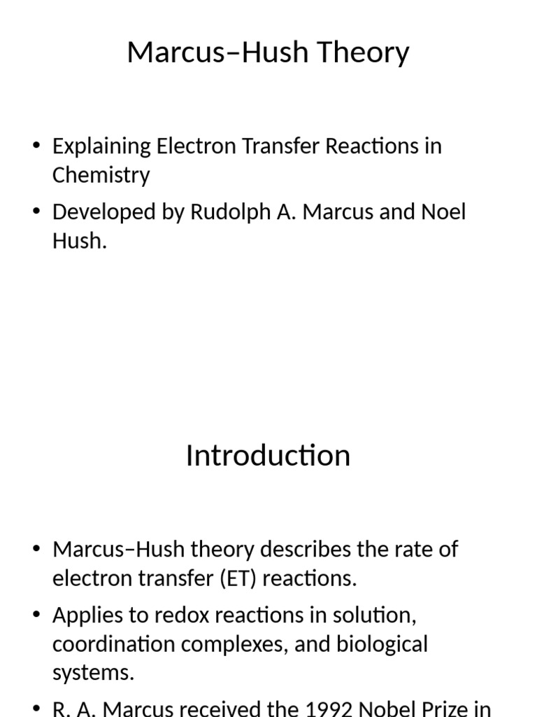 Marcus-Hush Theory in Electron Transfer | PDF | Physics | Physical Sciences