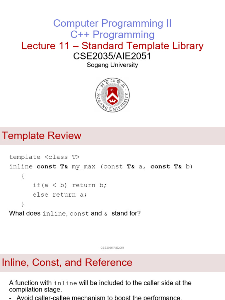 2024 FALL Copmuter Programming 2 Lecture11 STL | PDF | Programming Paradigms | Algorithms And ...