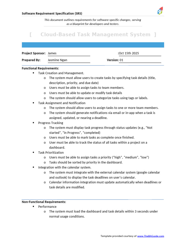 SRS SoftwareRequirementSpec Template | PDF | Gmail | Information Technology