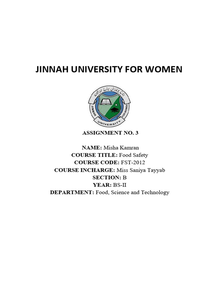 Food Safety Assignment by Misha Kamran | PDF