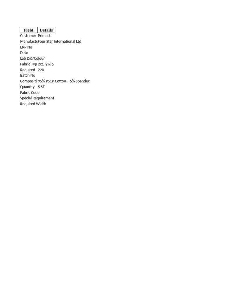 Primark Fabric Specifications Overview | PDF