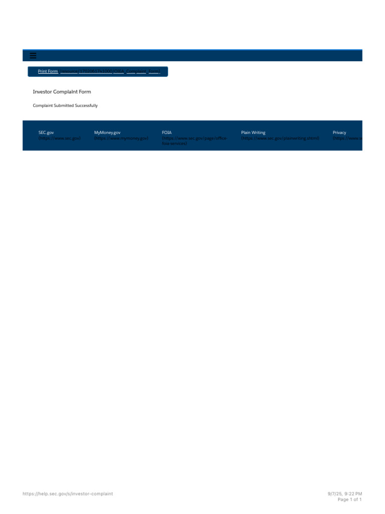 Investor Complaint Form Submission | PDF