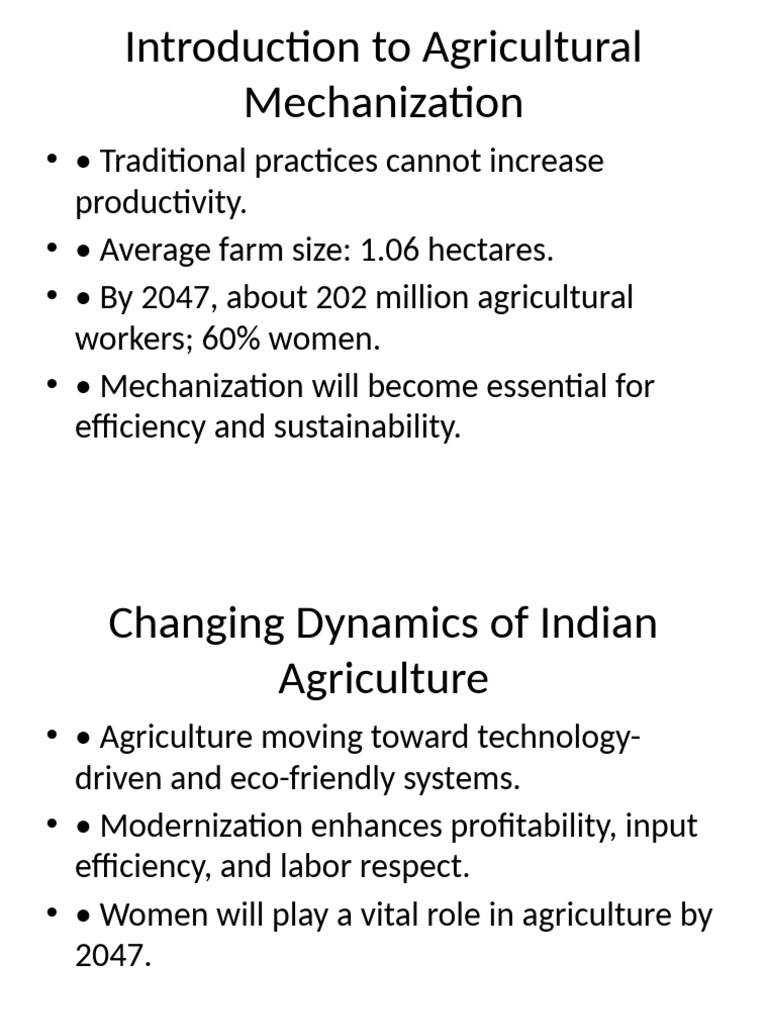 Agricultural Mechanization 2047 Plan | PDF | Agriculture | Mechanization