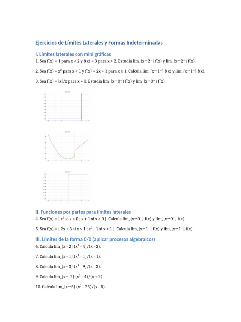 Ejercicios de Límites y Formas Indeterminadas | PDF