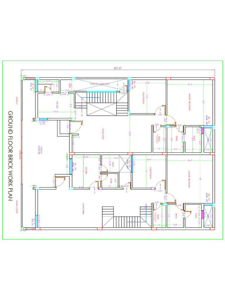 Ground Floor Brick Work Plan Details | PDF | Architectural Design ...