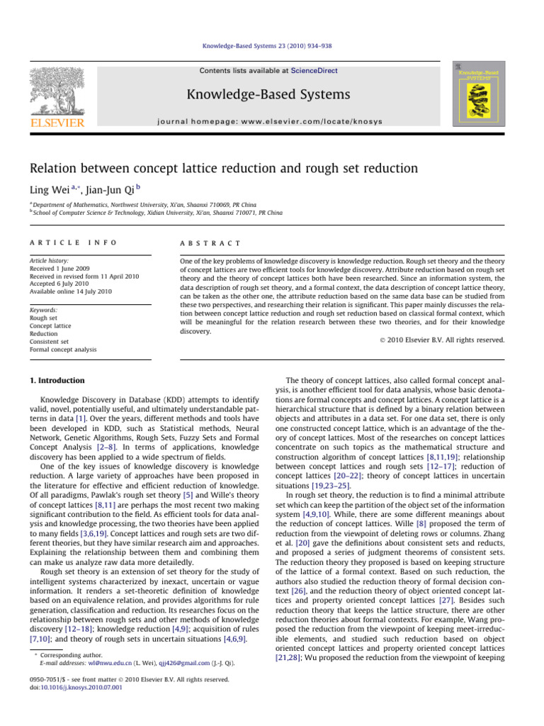 Relation Between Concept Lattice Reduction and Rough Set Reduction ...