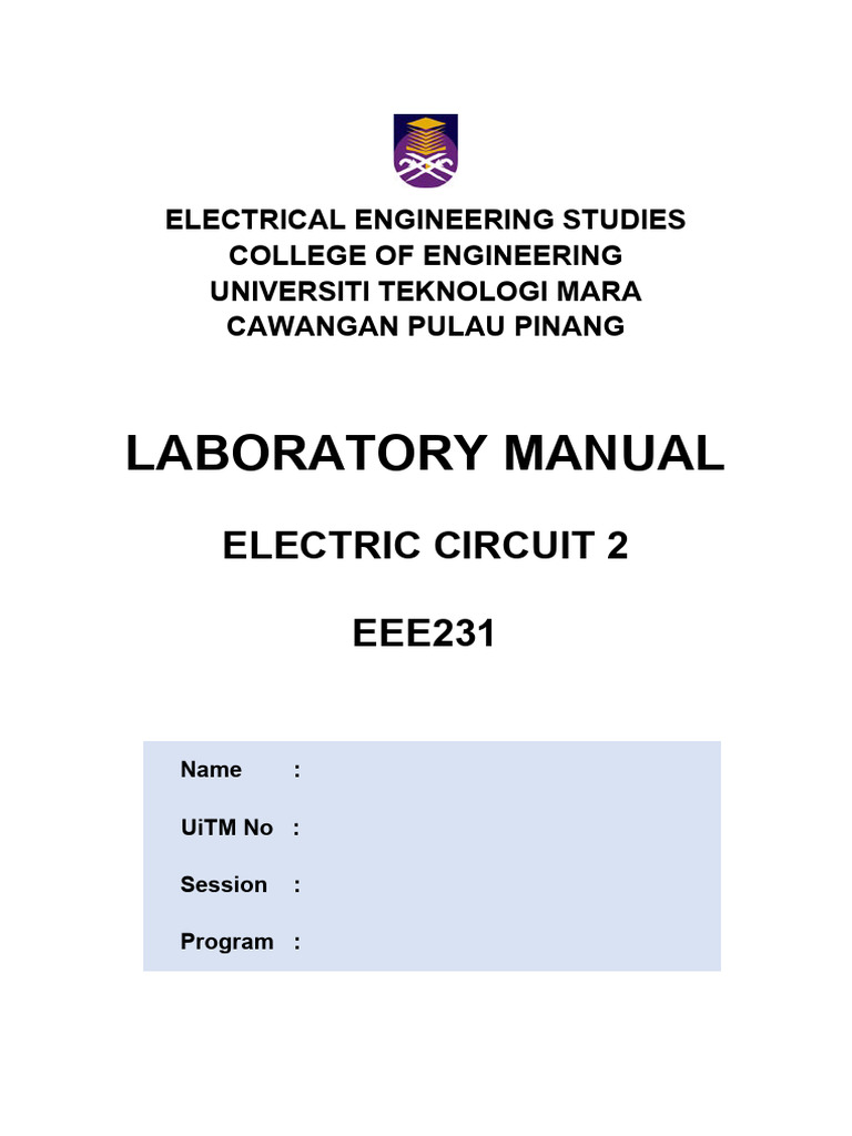 Laboratory Manual Eee231 - Electric Circuit 2 | PDF | Electrical Network | Capacitor