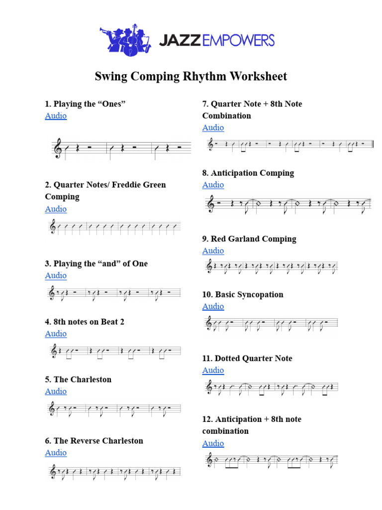 Comping Rhythm Worksheet | PDF