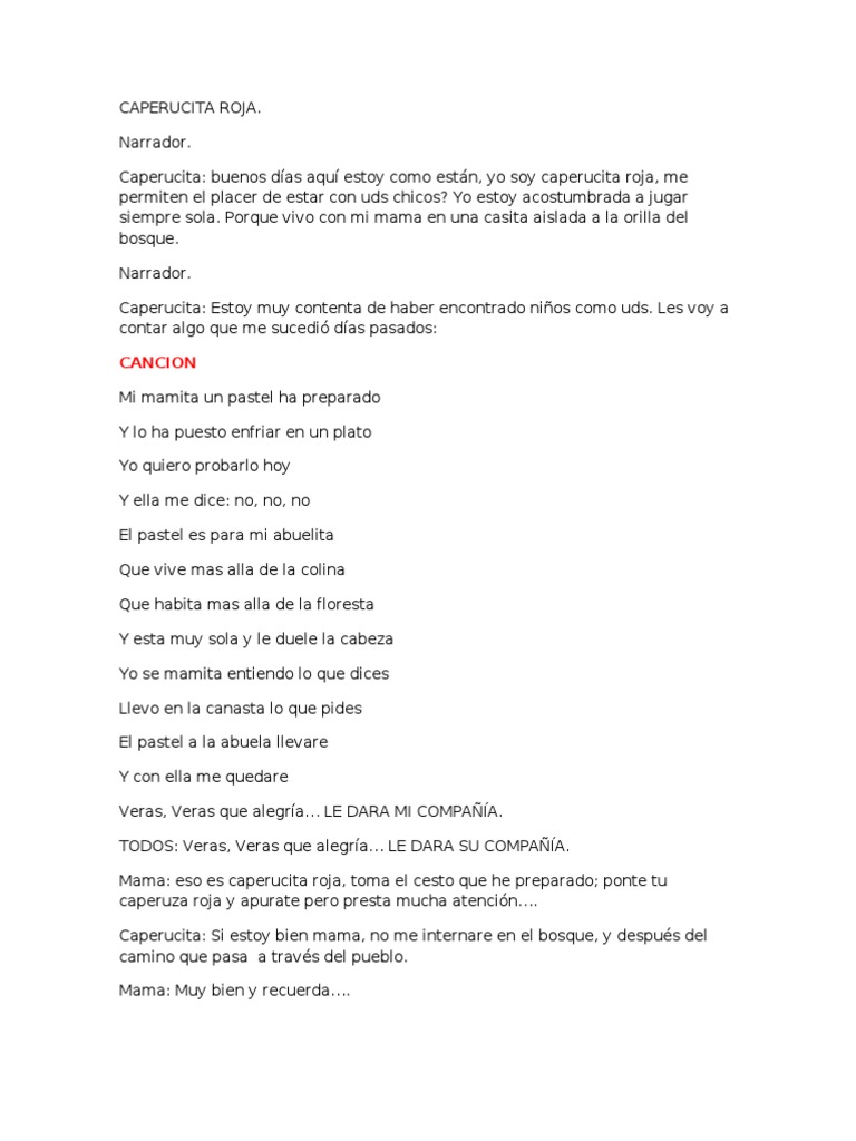 Cuento Caperucita | PDF | Caperucita Roja | Narración
