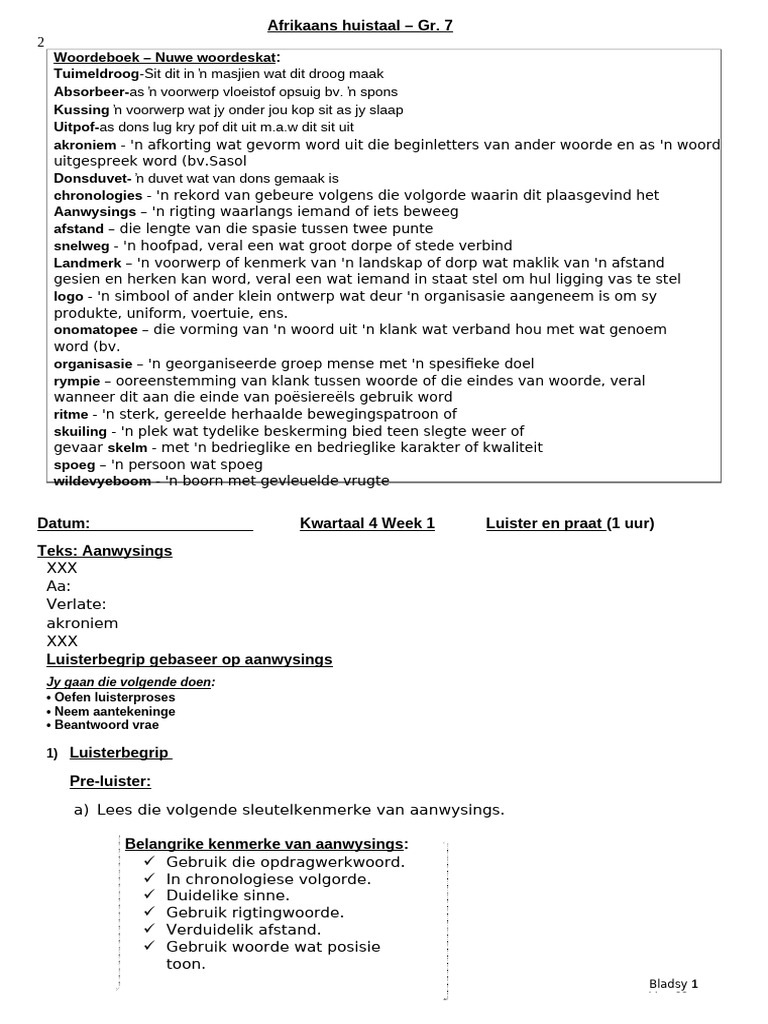 GR 7 Afr HT KW 4 Boekie | PDF