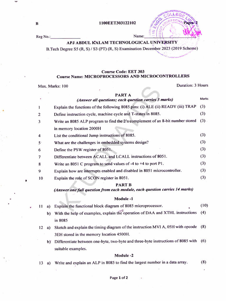 EET303 MICROPROCESSORS AND MICROCONTROLLERS, DECEMBER 2023 (1) - Output ...