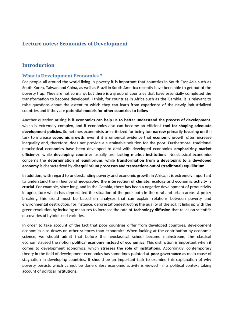 Lectures Economic Development | PDF | Economics | Economic Growth