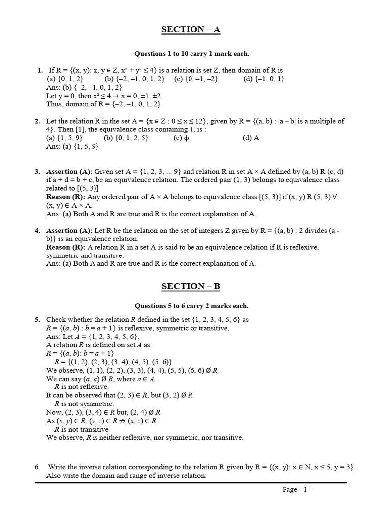 Math Ans Relation Function | PDF | Mathematical Concepts | Mathematical ...