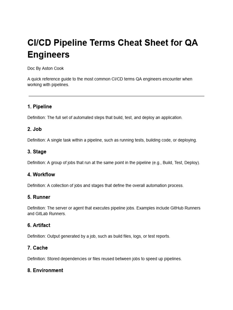 CI - CD Cheat Sheet | PDF