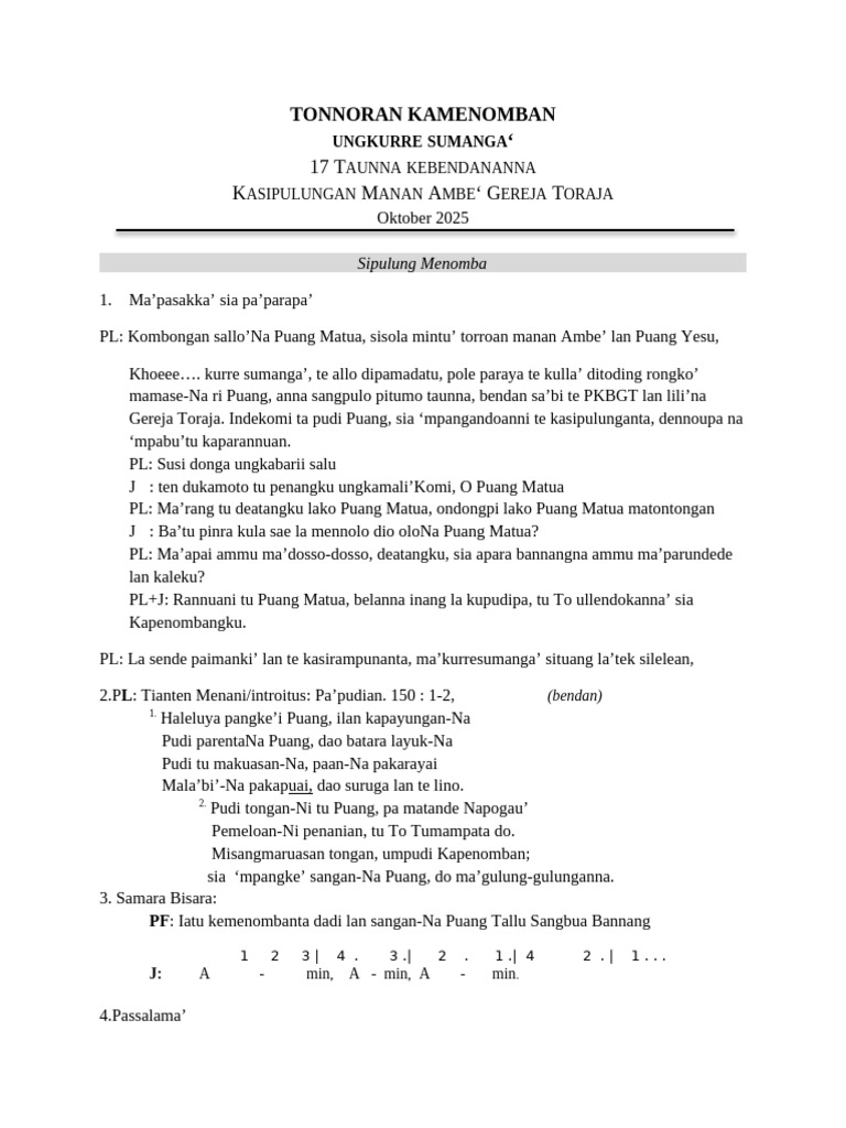 HUT PKBGT 2025: Syukur dan Ibadah | PDF