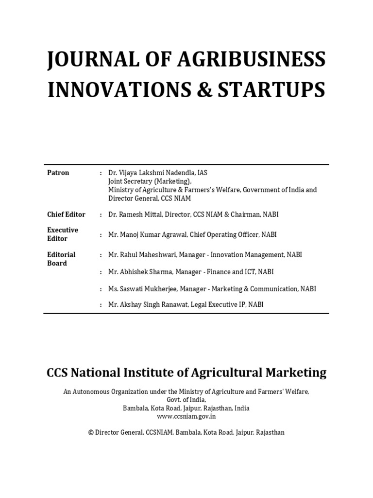 Journal of Agribusiness Startups Final 1-9-22-1 | PDF | Internet Of ...