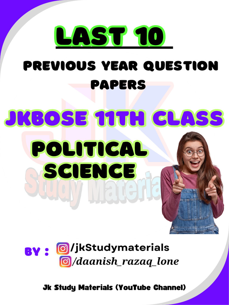 PoliticalScience 11th Class Last 10 Year Question PapersJkbose | PDF ...