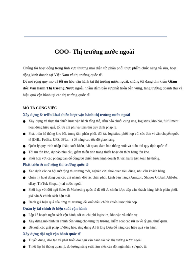 COO Oversea Market | PDF