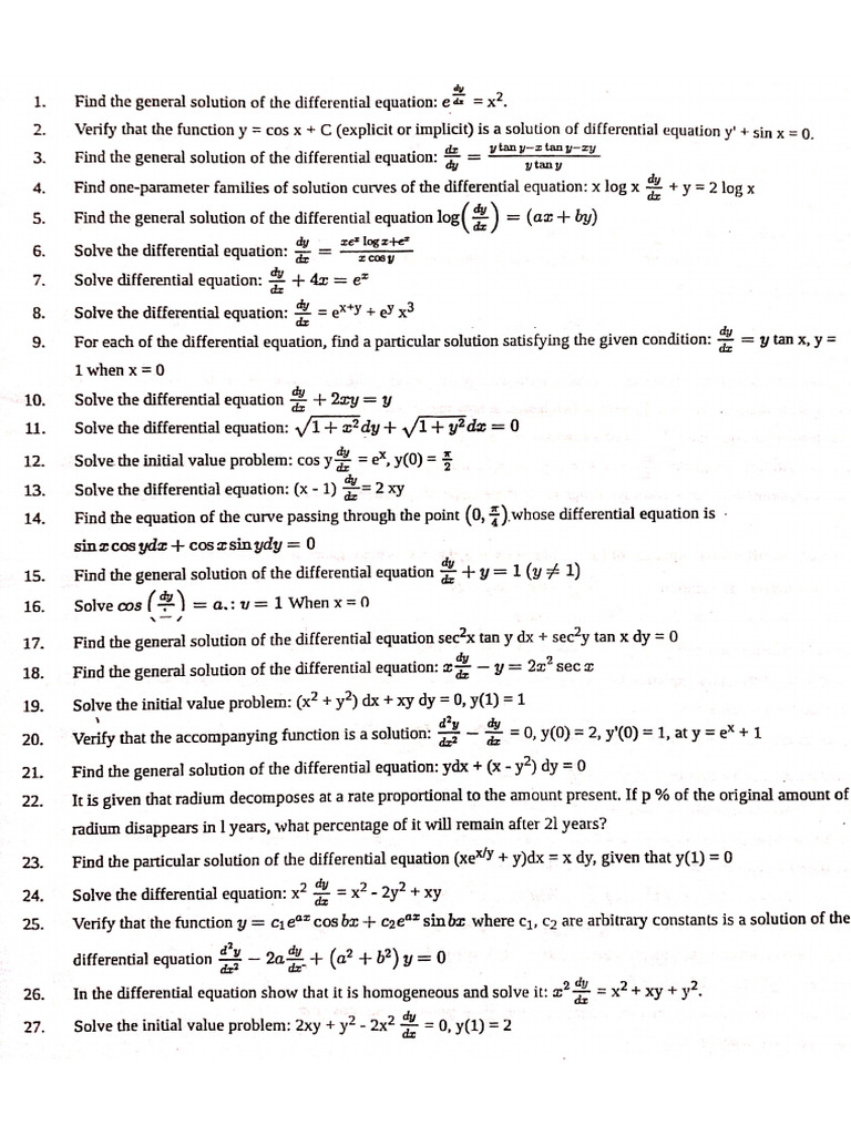 Differential Equation Questions | PDF