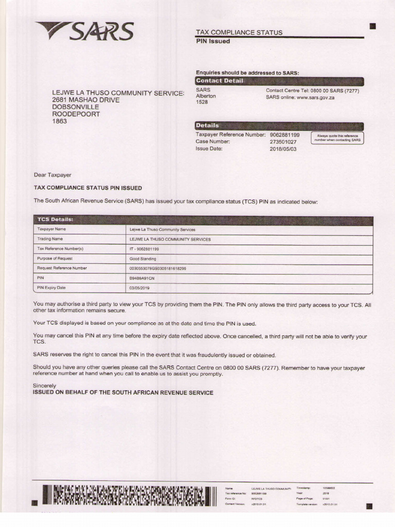 Tax Compliance Status PDF