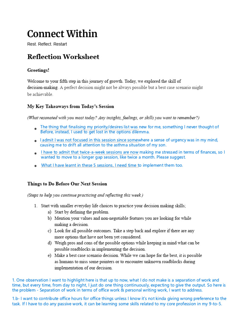 18-09-2025 Therapy QNA Session 5 | PDF | Decision Making | Psychology
