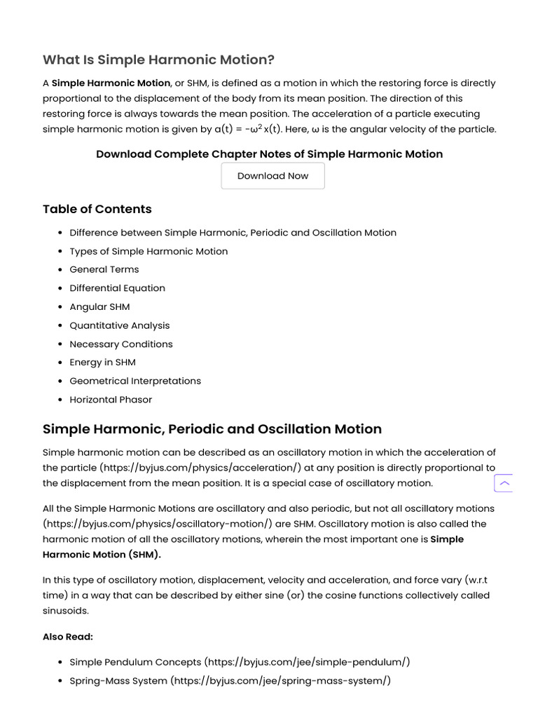 Jee Simple-Harmonic-Motion-Shm | PDF | Oscillation | Acceleration