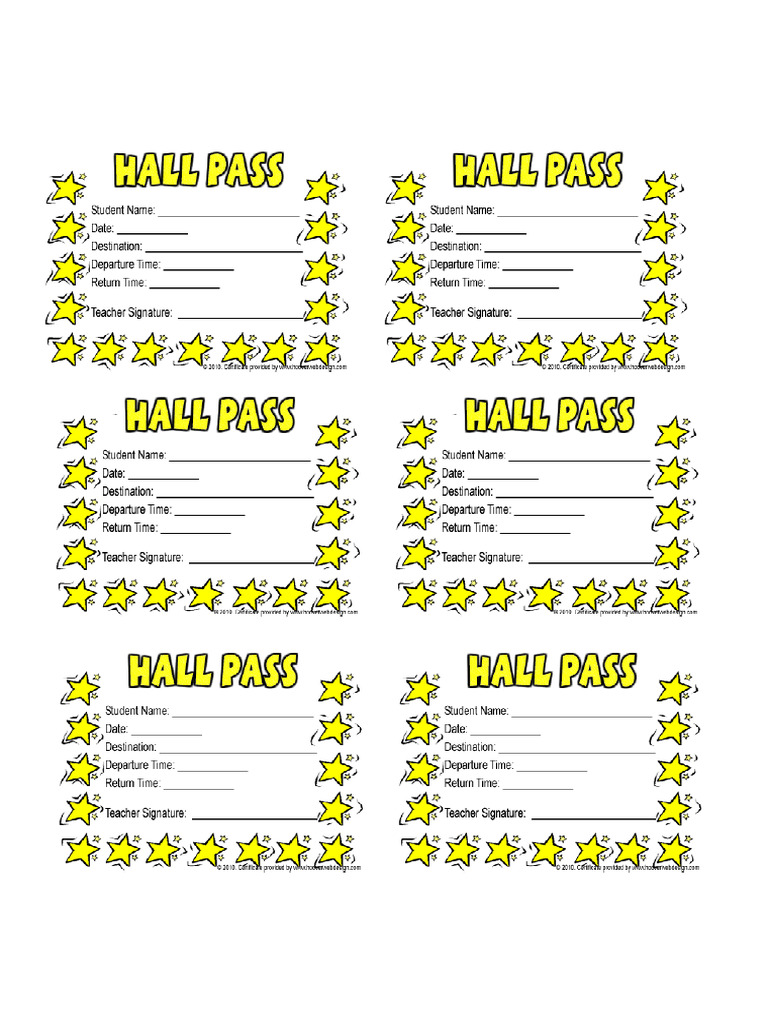 Free Hall Pass Template | PDF
