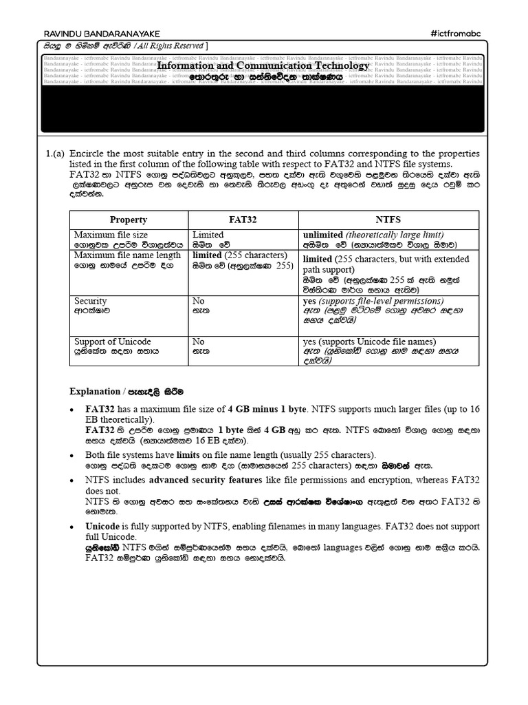 2011 Operating System Essay Marking: Information and Communication ...