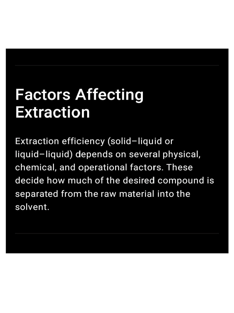 Factors Affecting Extraction | PDF