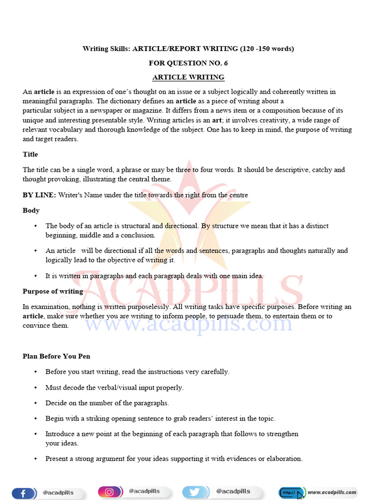 Article Writing Techniques Explained | PDF | Virtual Reality | Women's ...
