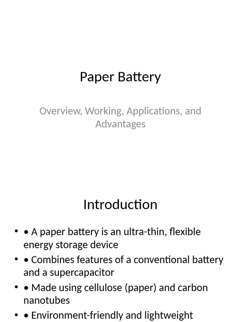 Paper Battery Presentation | PDF