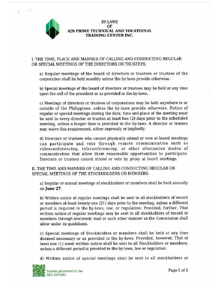 By Laws | PDF